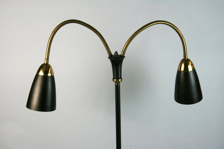 Italian Designer Flexible Arm Brass and Metal Floor Lamp 1950's For ...