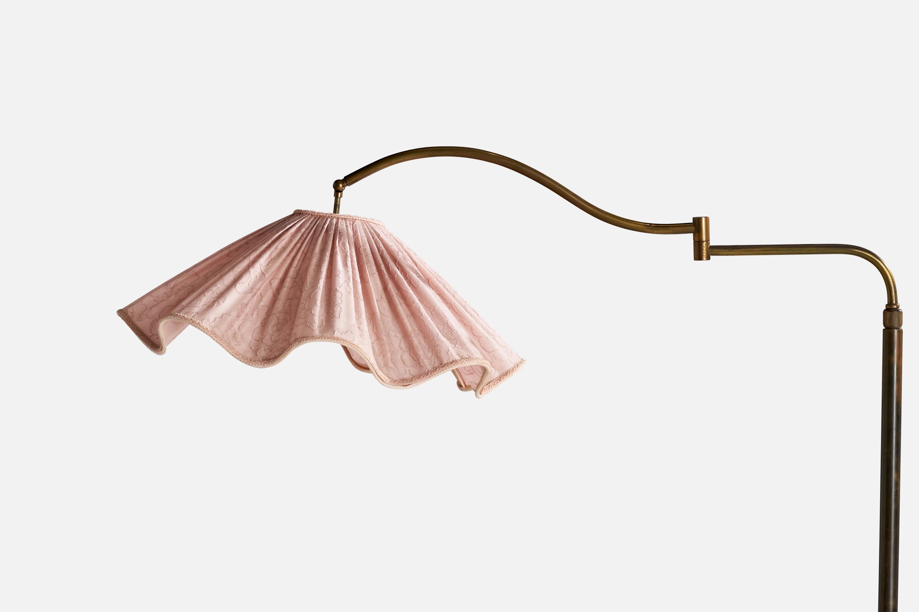 Italian Designer, Floor Lamp, Brass, Fabric, Italy, 1940s For Sale at ...