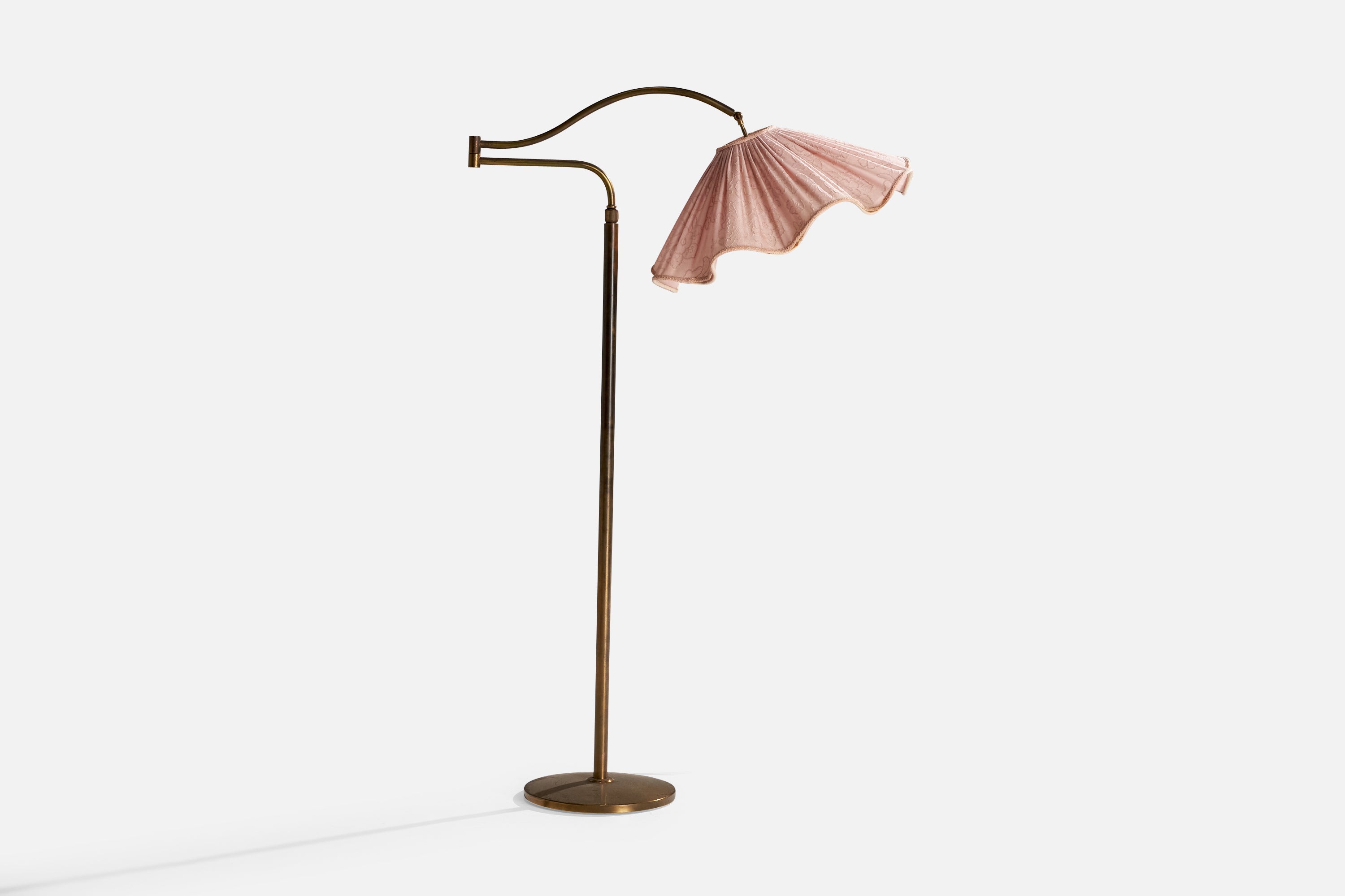 Italian Designer, Floor Lamp, Brass, Fabric, Italy, 1940s For Sale at ...