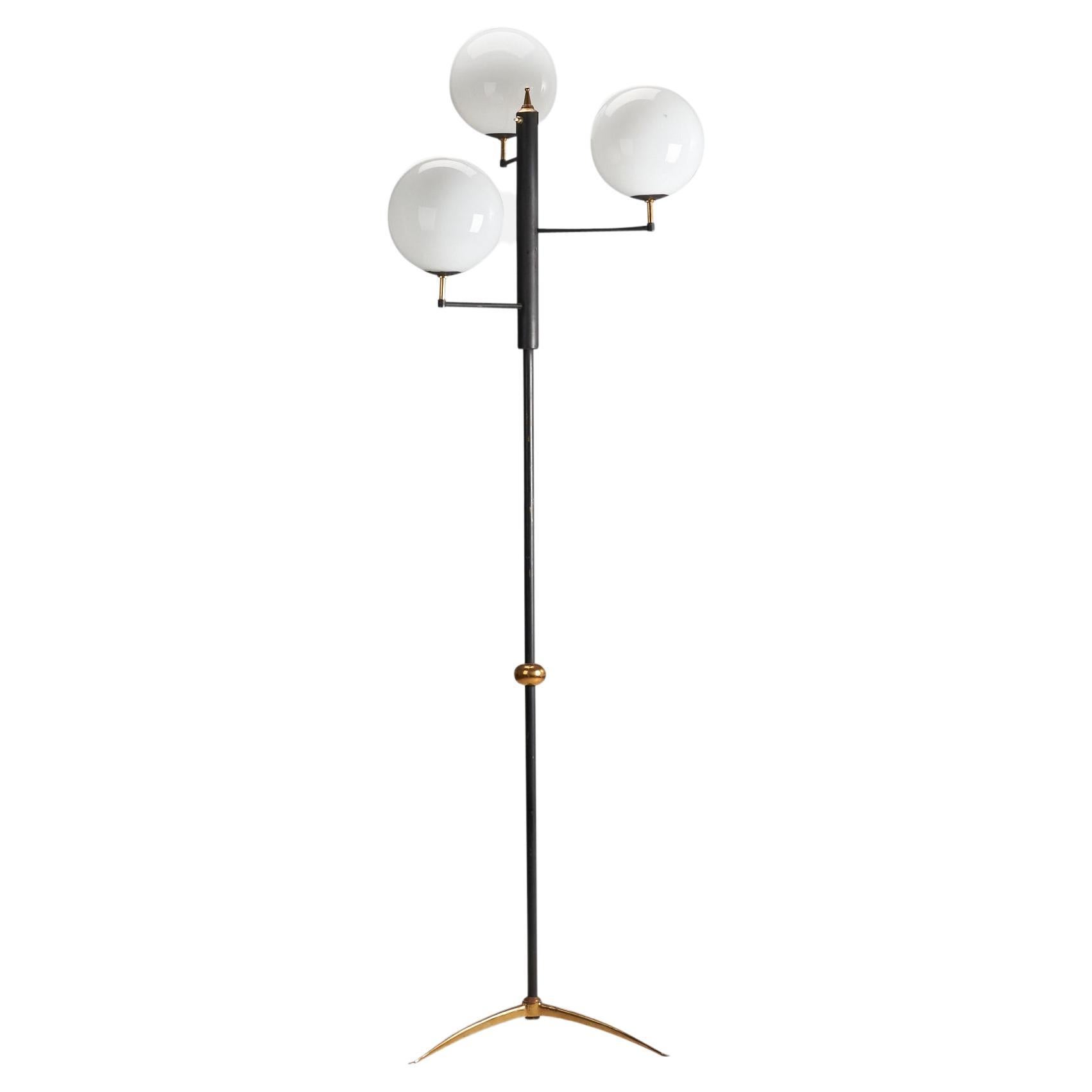 Italian Designer, Adjustable Floor Lamp, Brass, Metal, Italy, 1950s For ...