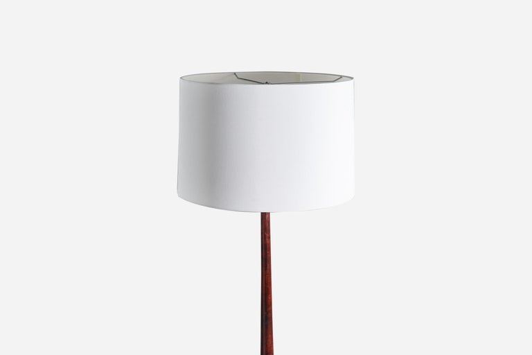 Italian Designer, Floor Lamp, Walnut, Brass, Fabric, Italy, 1940s For ...