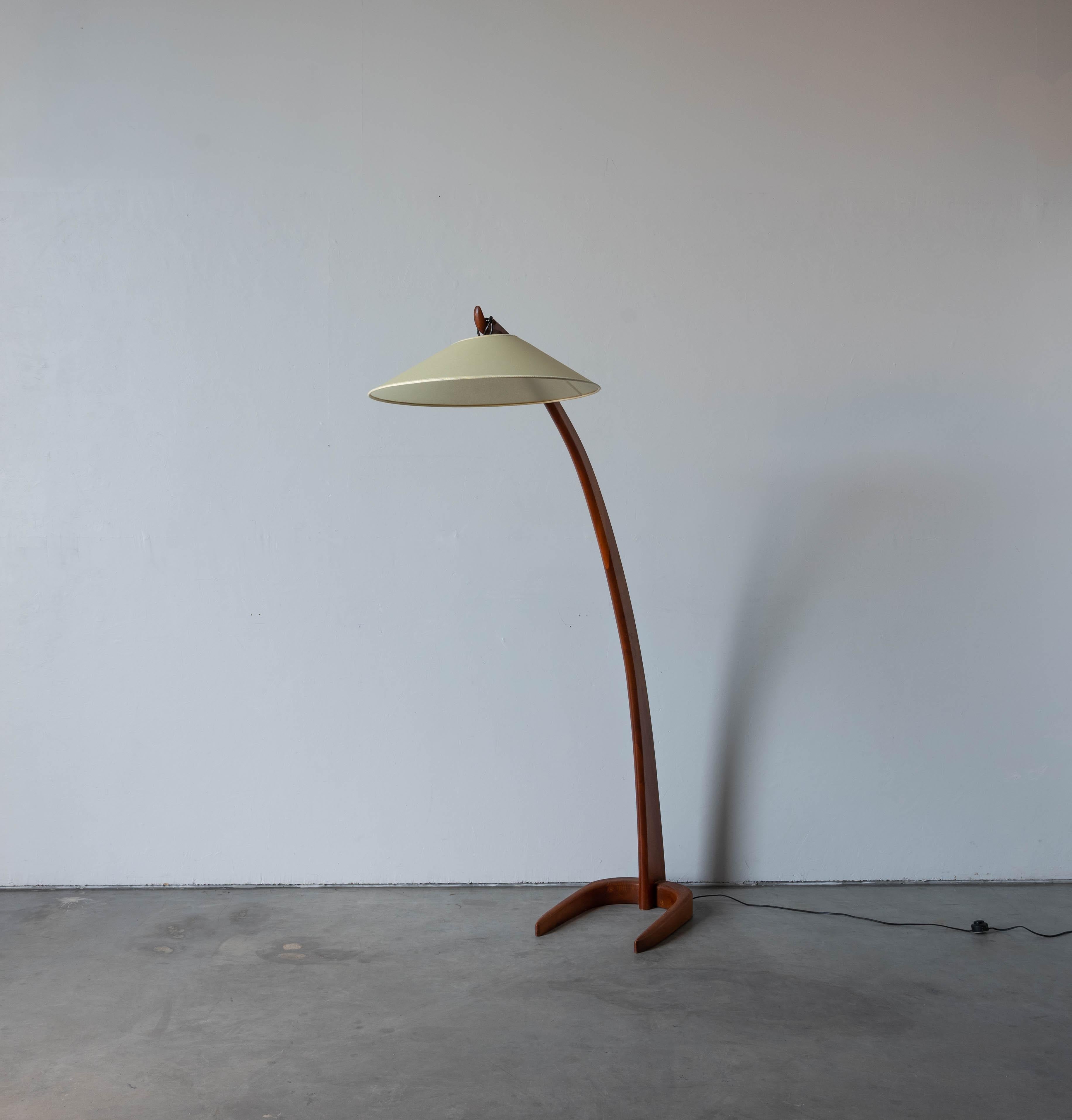Italian Designer, Floor Lamp, Walnut, Fabric, Italy, 1940s For Sale at ...