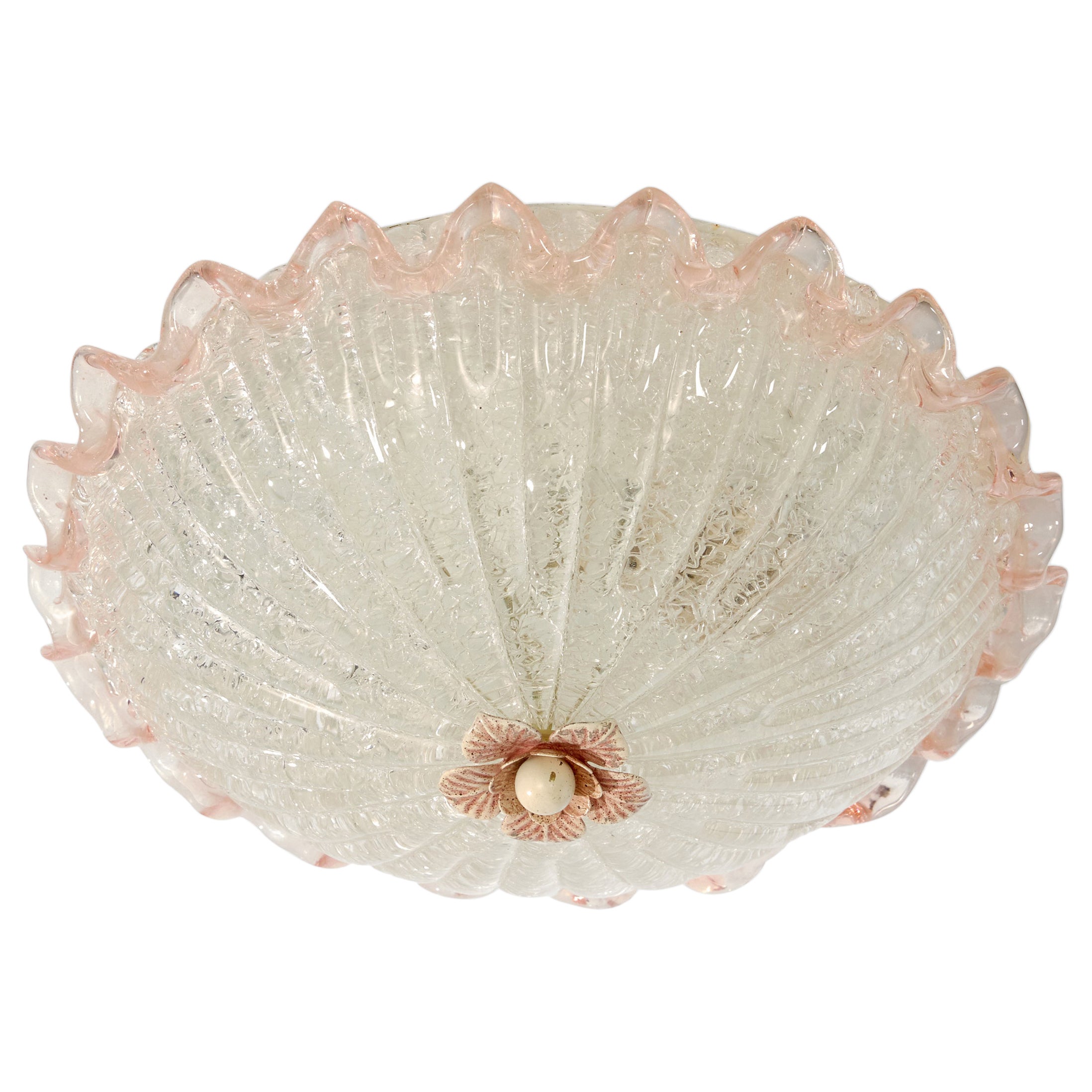 Italian Designer, Flush Mount, Glass, Brass, Italy, 1960s For Sale at ...