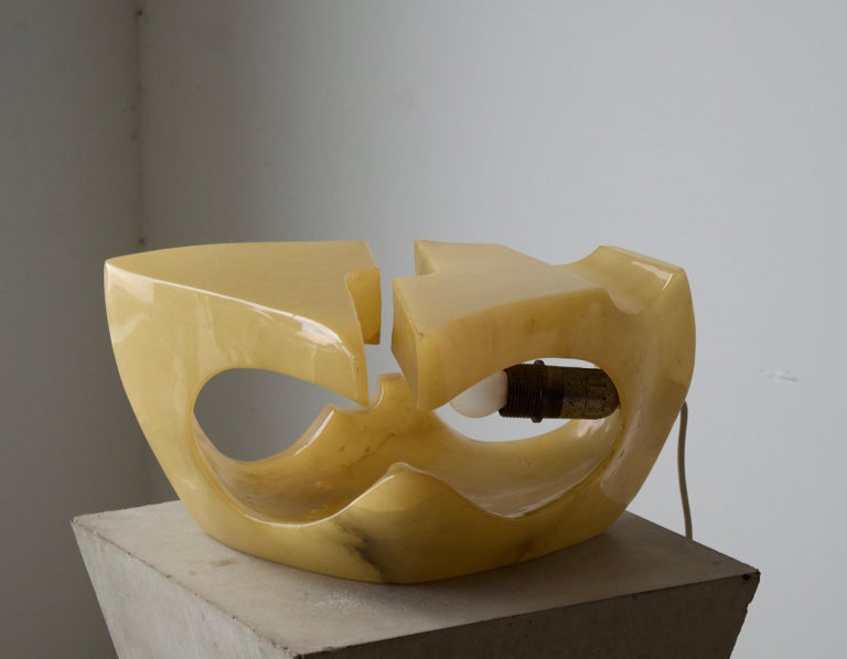 Italian Designer, Large Freeform Table Lamp, Alabaster, Italy, 1970s ...