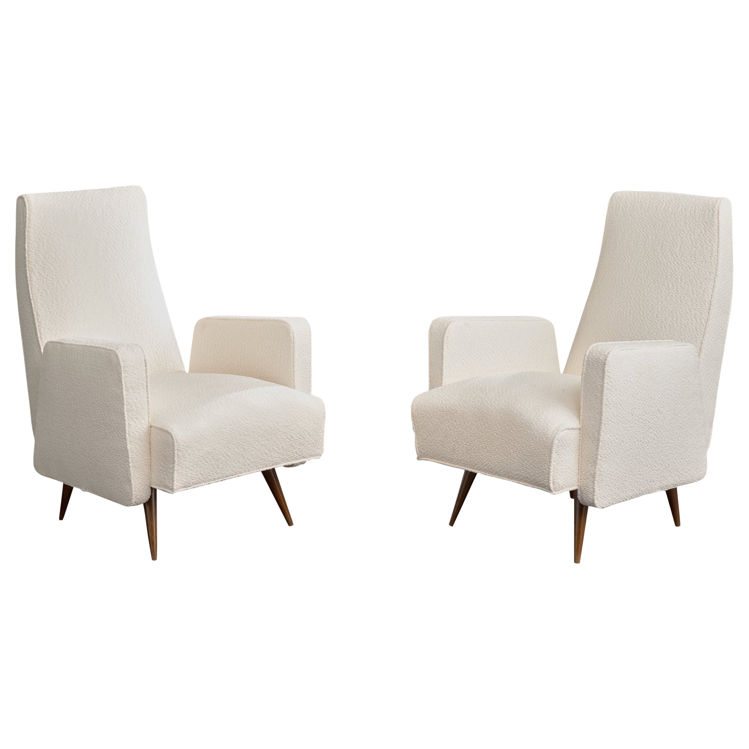 Italian Designer, Lounge Chairs, Fabric, Wood, Italy, 1940s For Sale at ...