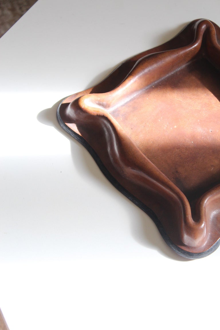 Italian Designer, Organic Vide-Poche, Wet-Molded Brown Leather, Italy ...