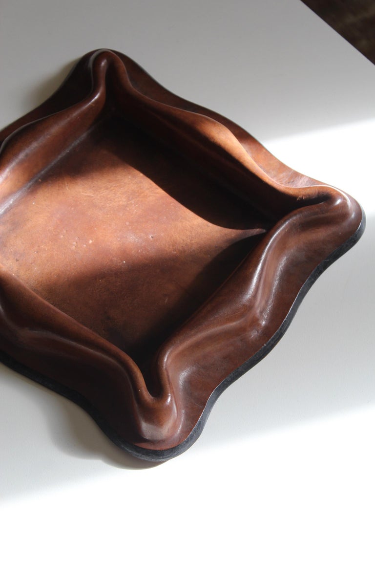 Italian Designer, Organic Vide-Poche, Wet-Molded Brown Leather, Italy ...