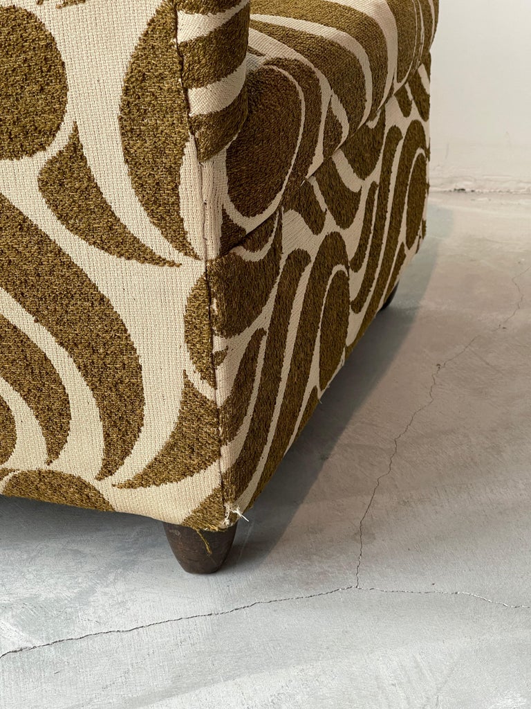 Italian Designer, Overstuffed Organic Lounge Chair, Walnut, Fabric ...