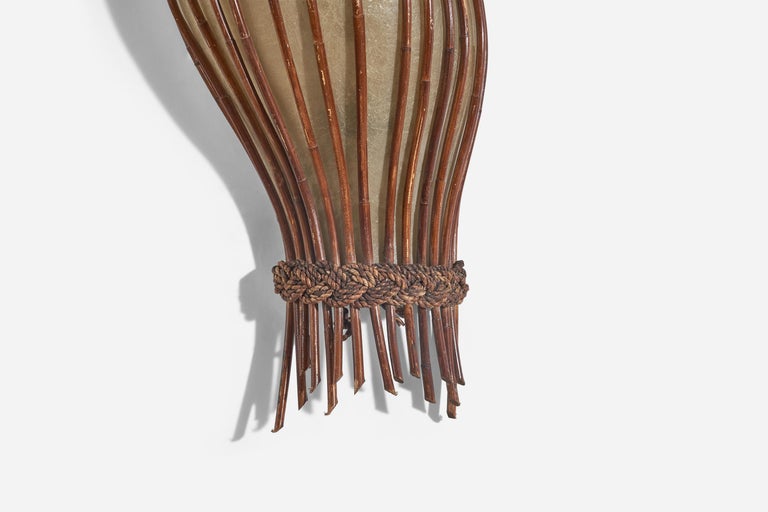 Italian Designer, Sconce, Rattan, Fiberglass, Cord, Italy, 1960s For ...