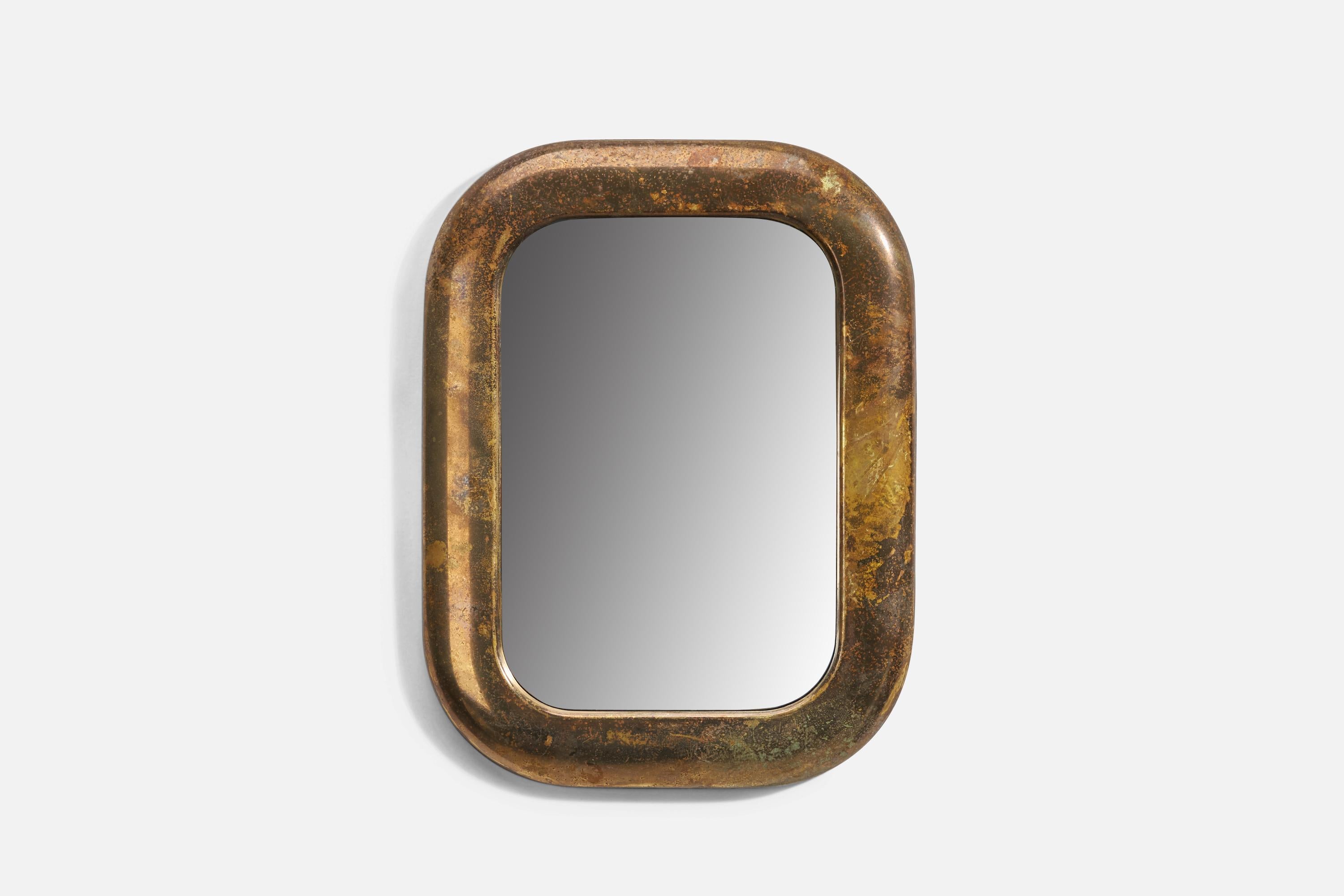 Italian Designer, Small Wall Mirror, Brass, Italy, 1940s For Sale at ...