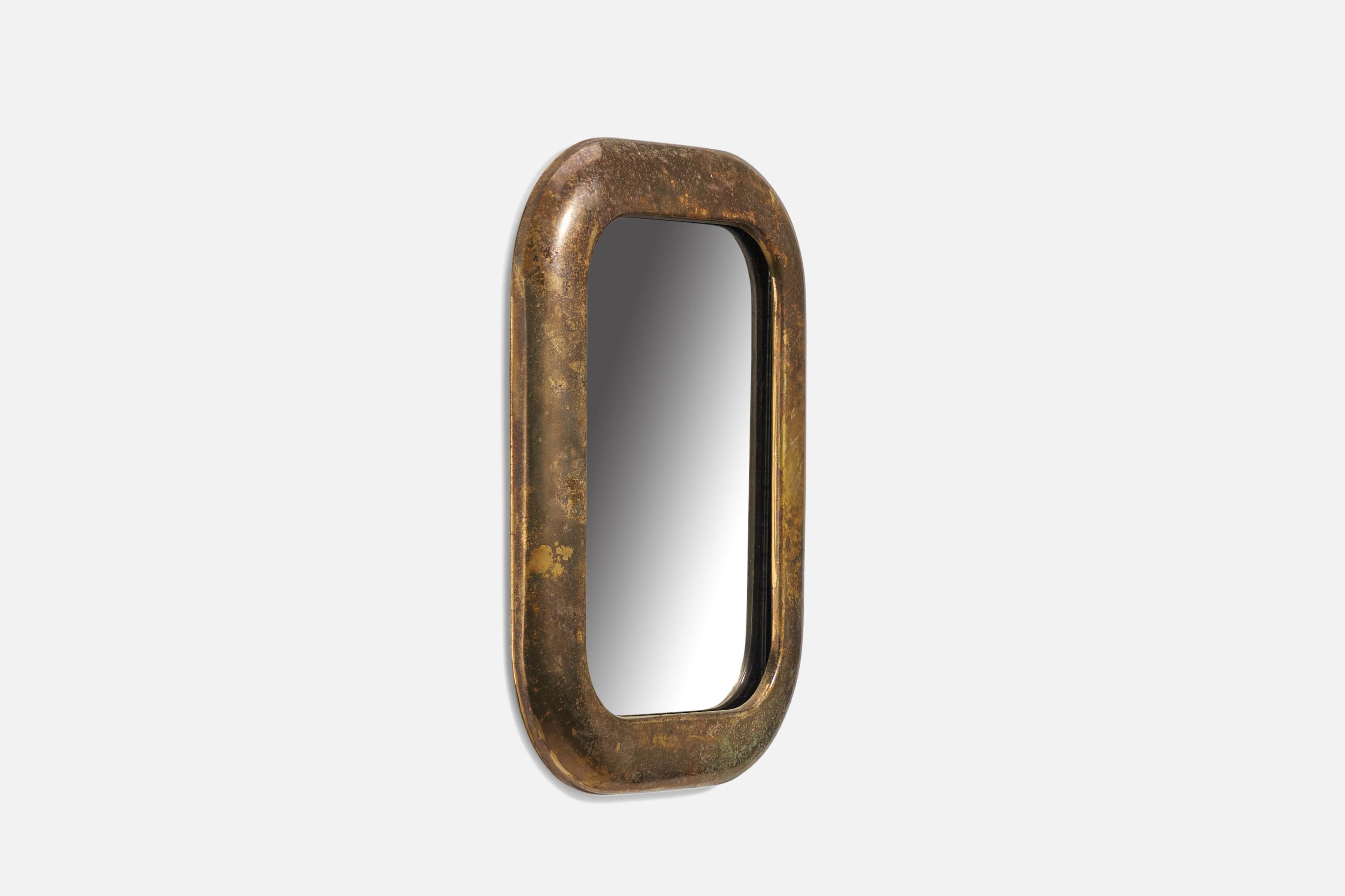 Italian Designer, Small Wall Mirror, Brass, Italy, 1940s For Sale at ...