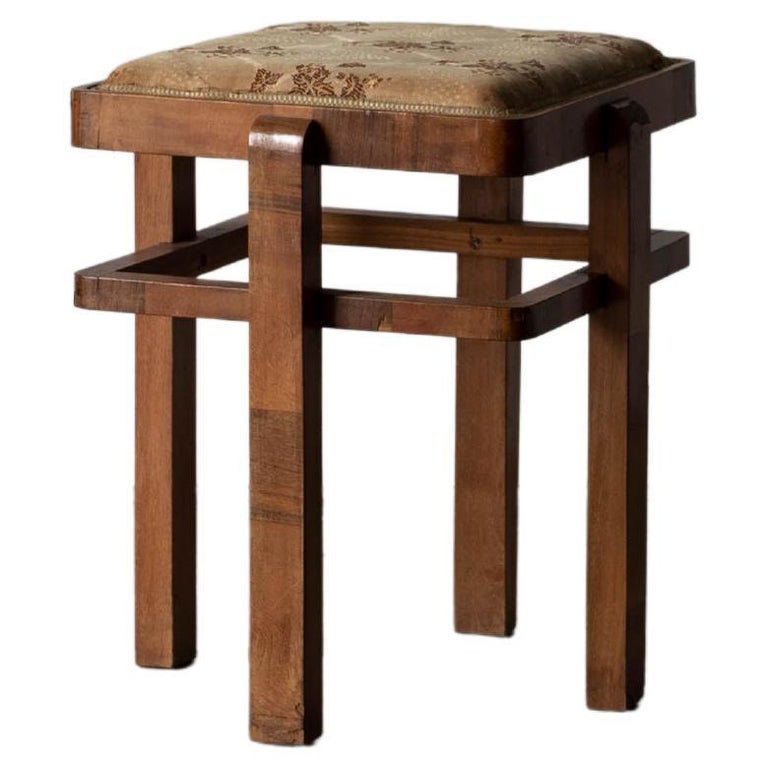 Italian Designer, Stool, Fabric, Wood, Italy, 1940s For Sale at 1stDibs
