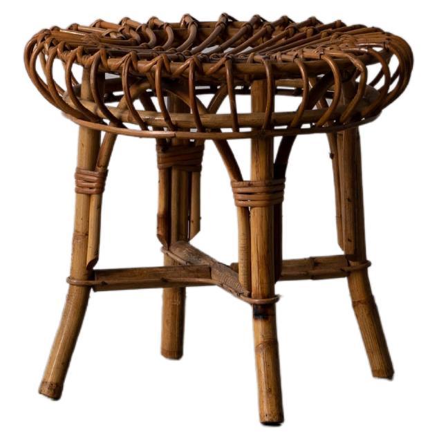 Bonancina Rattan Square Stool, Italy, 1950 at 1stDibs | square rattan stool