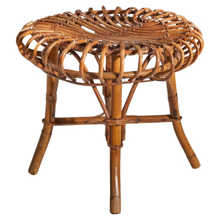Italian Designer, Stool, Rattan, Italy, 1950s For Sale at 1stDibs