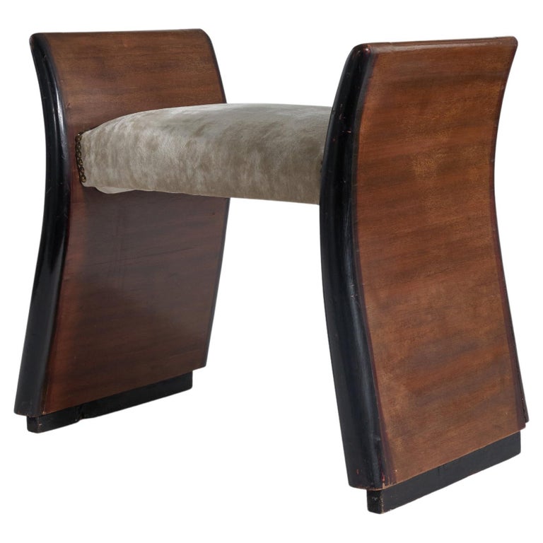 Italian Designer, Stool, Wood, Cream Velvet, Italy, 1940s For Sale at ...