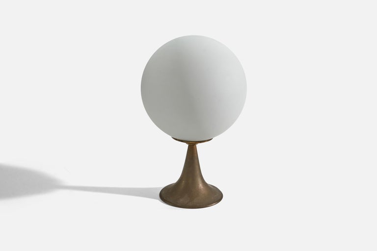 Italian Designer, Table Lamp, Brass, Glass, Italy, 1950s For Sale at ...