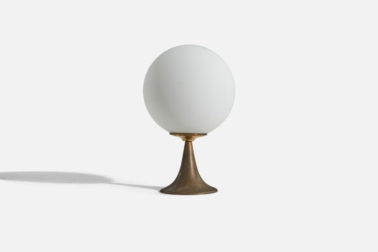 Italian Designer, Table Lamp, Brass, Glass, Italy, 1950s For Sale at ...