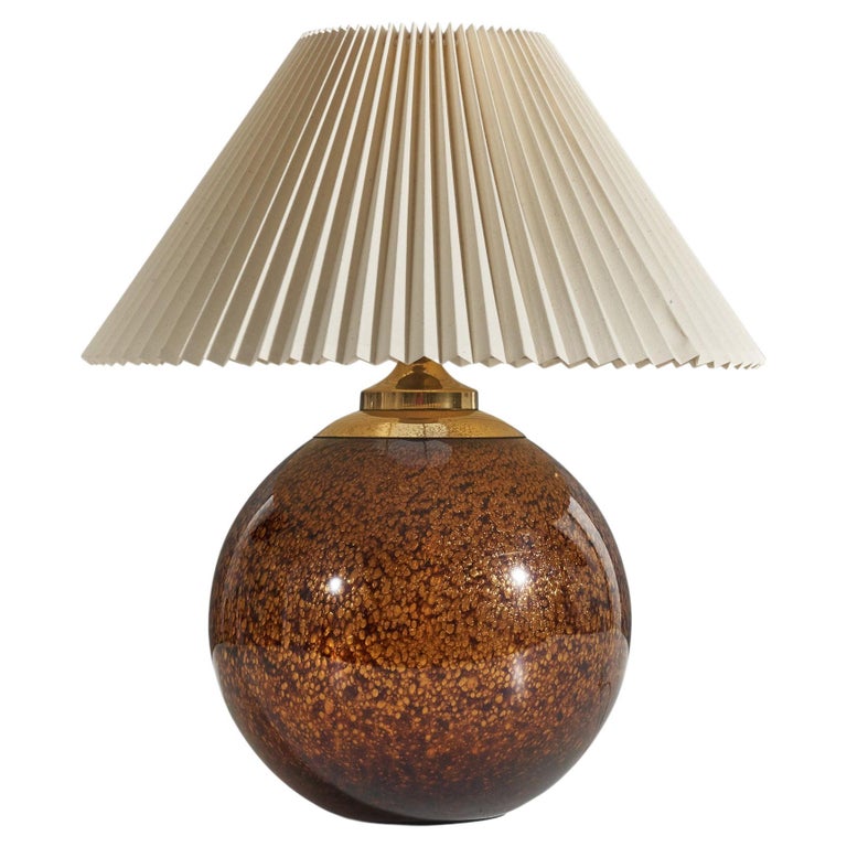 Italian Designer, Table Lamp, Brass, Glass, Paper, Italy, 1960s For ...