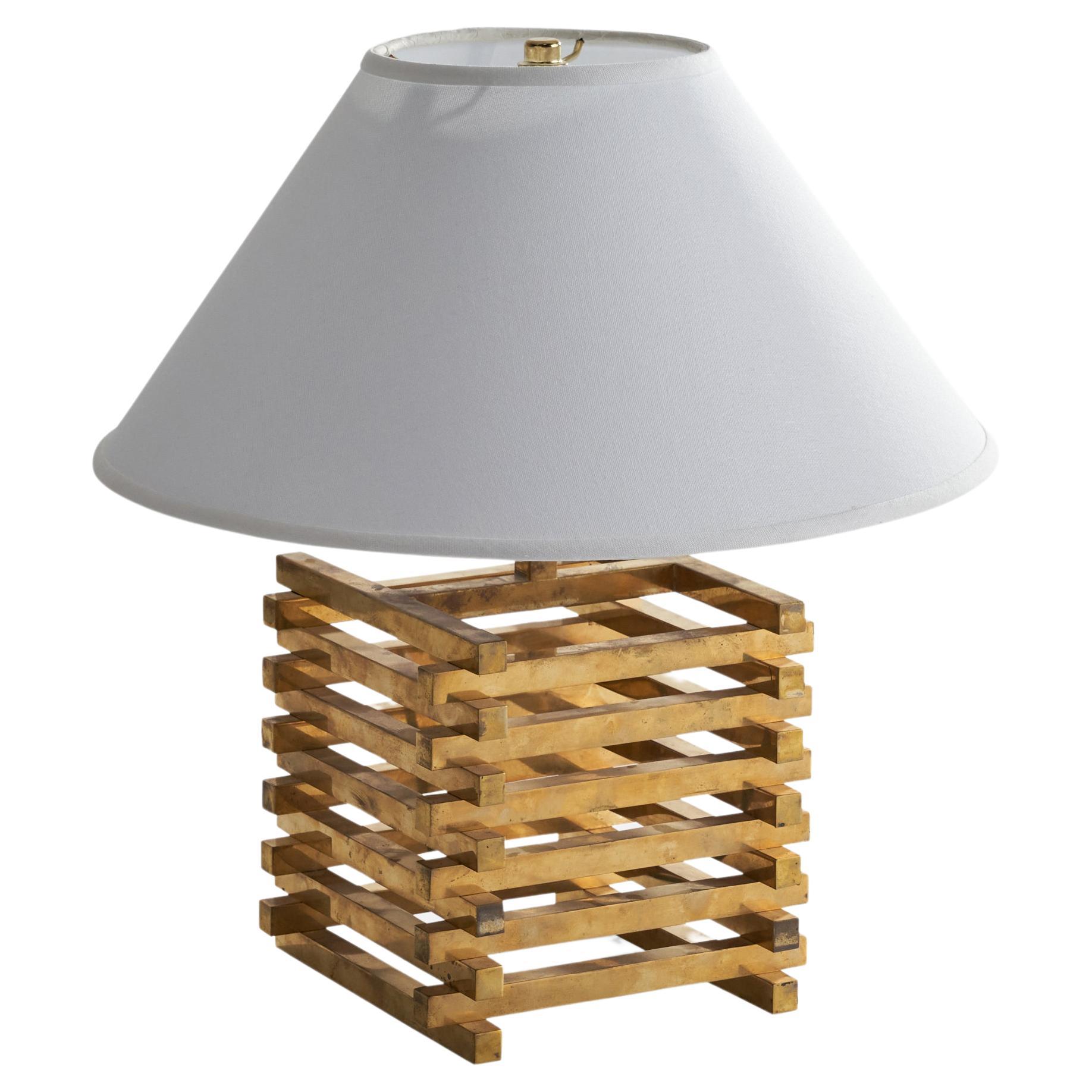 Italian Designer, Table Lamp, Brass, Italy, 1970s at 1stDibs