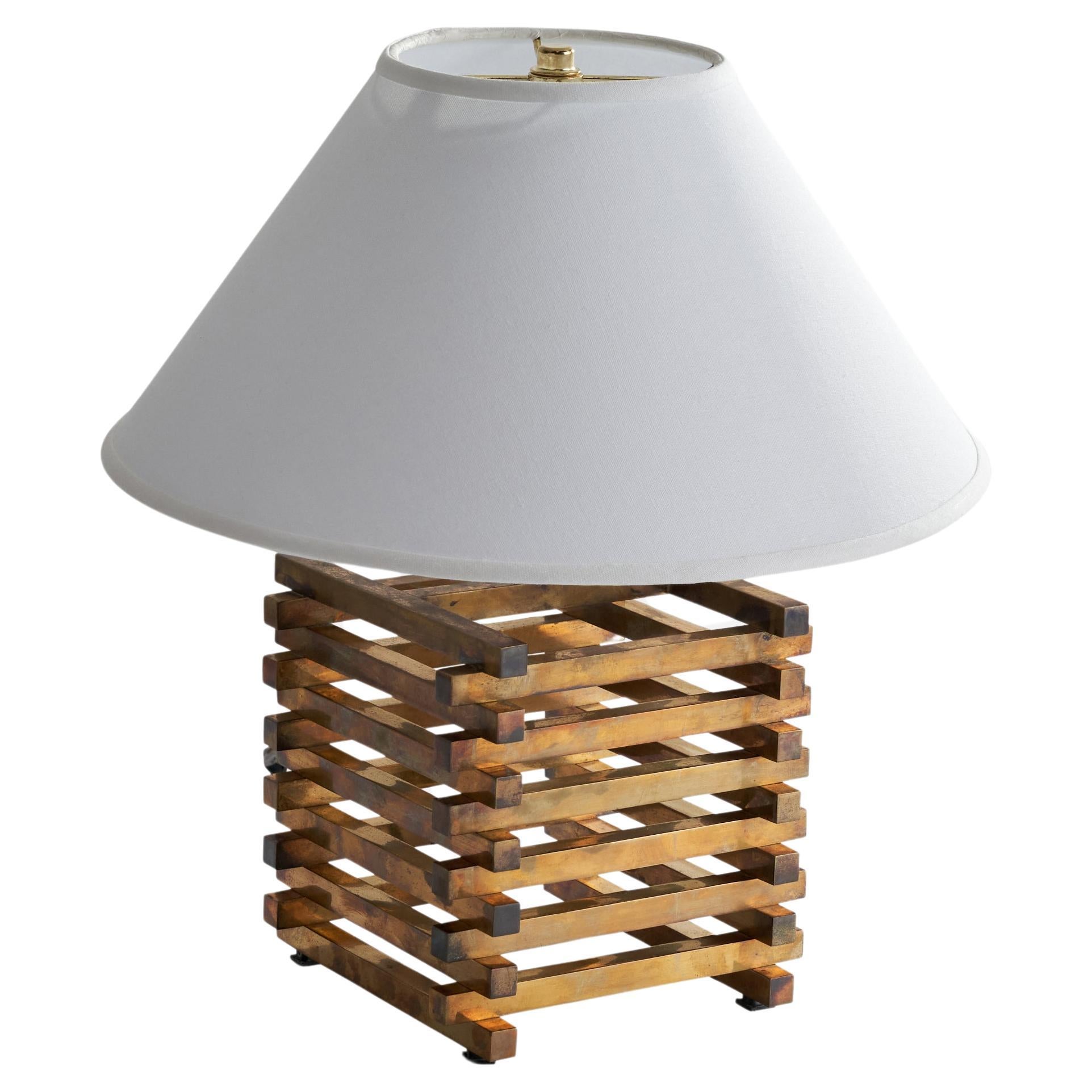 Italian Designer, Table Lamp, Brass, Italy, 1970s at 1stDibs