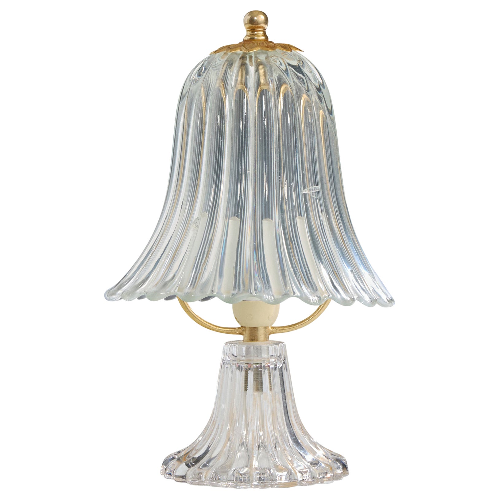 French Designer, Table Lamp, Brass, Glass, France, 1950s For Sale at ...
