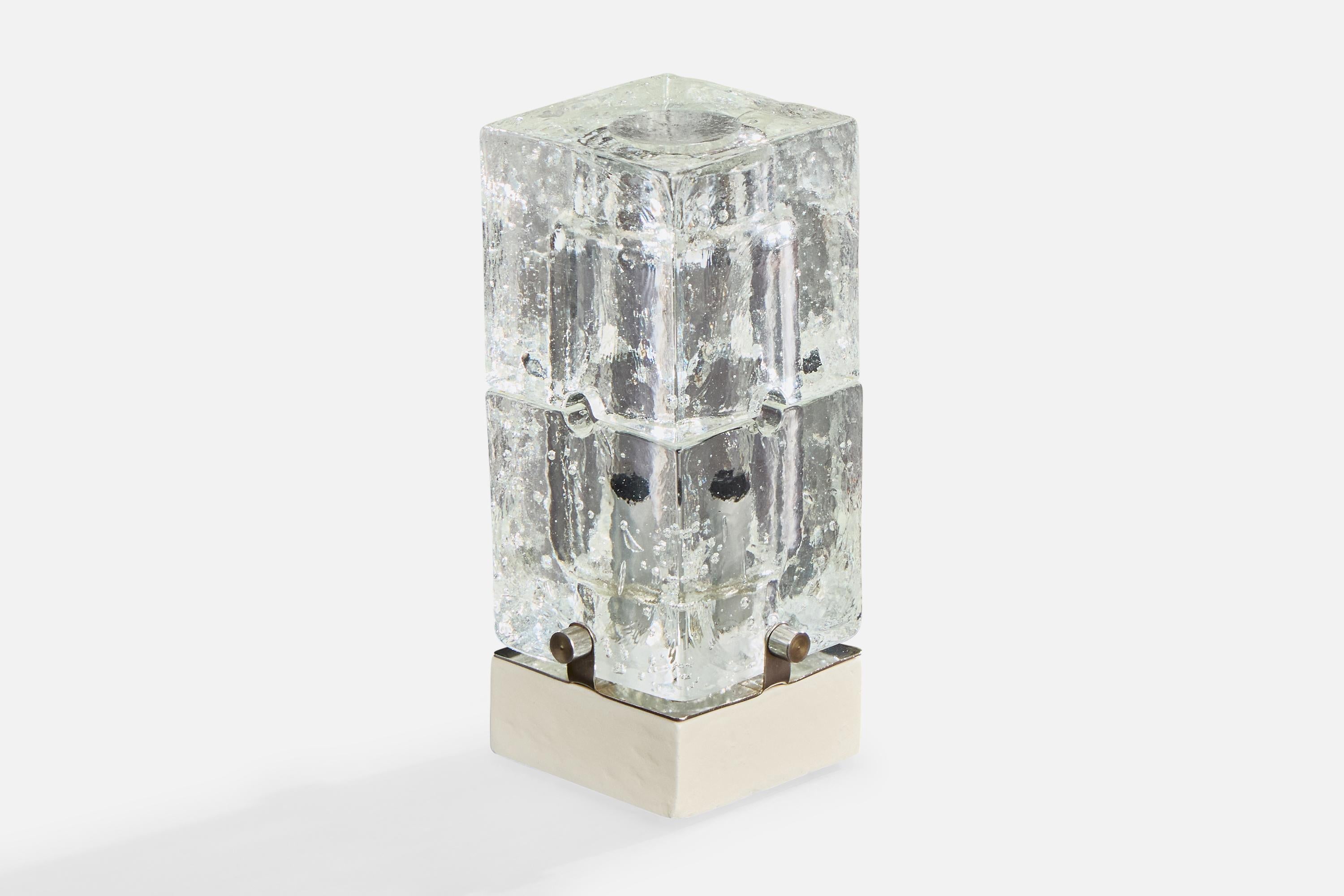 Italian Designer, Table Lamp, Glass, Wood, Metal, Italy, 1970s For Sale ...