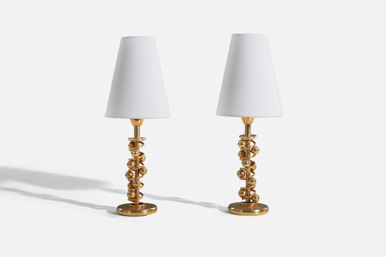 Italian Designer, Table Lamps, Brass, Italy, 1950s For Sale at 1stDibs