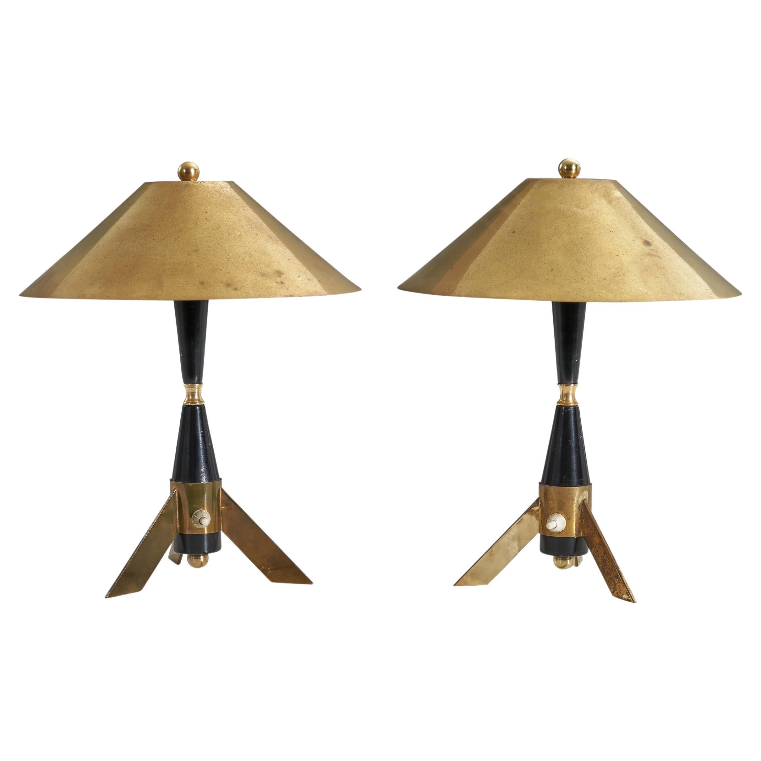 Brass and Copper Vintage Italian Flowers Table Lamp, 1950s at 1stDibs
