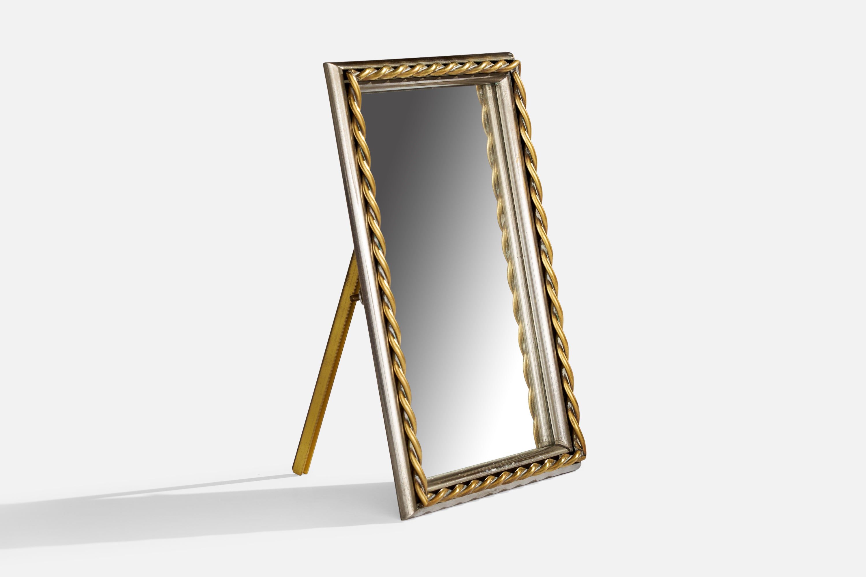 Italian Designer, Table Mirror, Brass, Italy, 1940s For Sale at 1stDibs