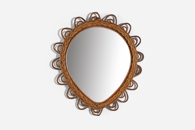 Italian Designer, Tear Drop Wall Mirror, Wood, Mirror, Italy, c. 1950s ...