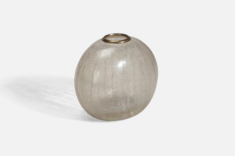 Italian Designer, Vase, Glass, Silver, Italy, 1940s For Sale at 1stDibs