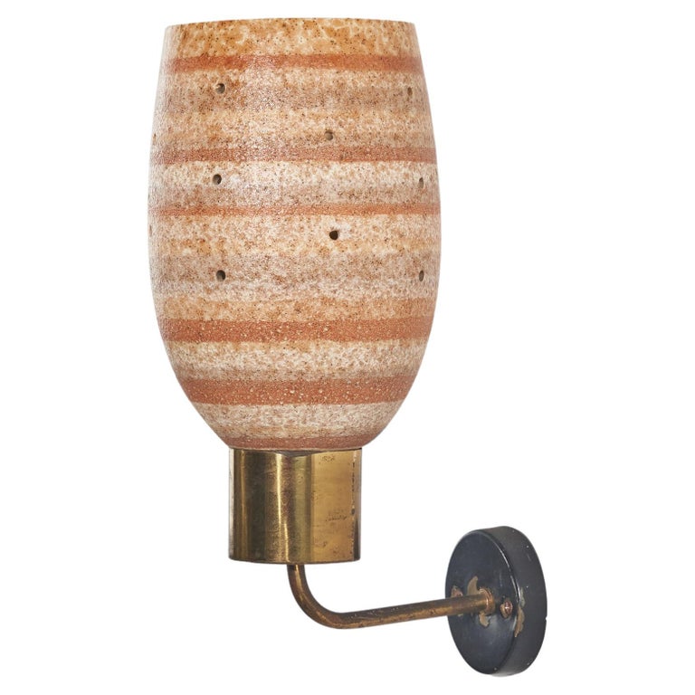 Italian Designer, Wall Light, Brass, Metal, Ceramic, Italy, 1950s For ...