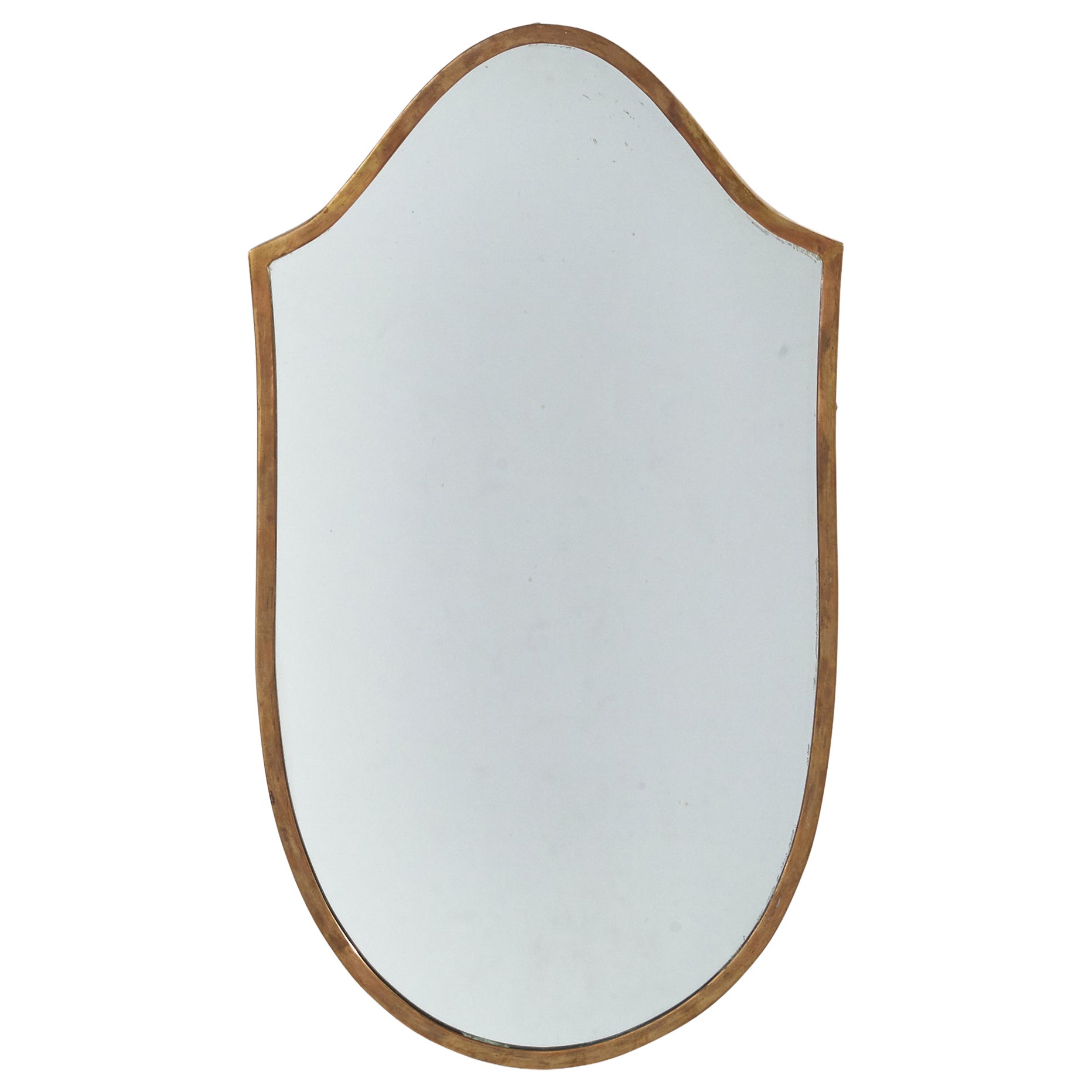 Brass and Wood Mirror, Italy 1950s For Sale at 1stDibs