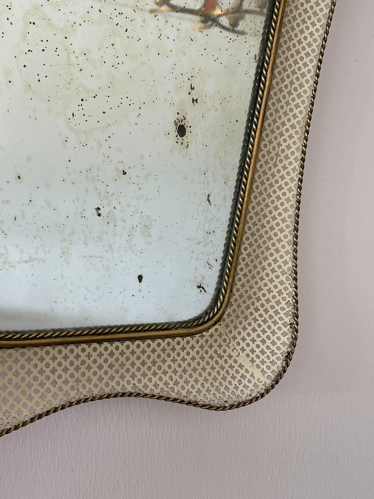 Italian Designer, Wall Mirror, Brass, Metal, Mirror Glass, Italy, C ...