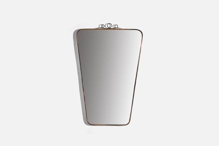 Italian Designer, Wall Mirror, Brass, Mirror Glass, Italy, C. 1940s For ...