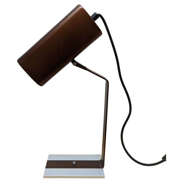 Italian Desk Lamp in Bronze and Silver For Sale at 1stDibs