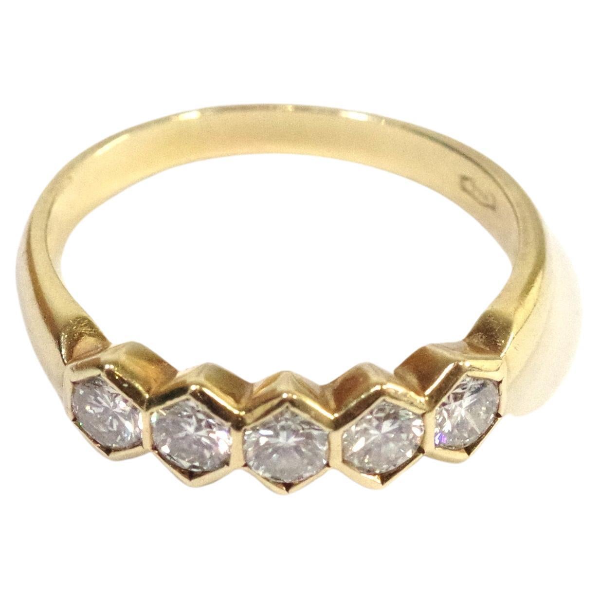 Italian diamond line ring in 18k gold, brilliant cut diamond For Sale ...