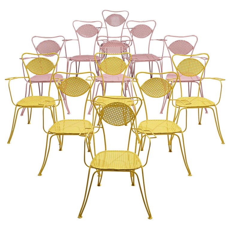 Italian Dining Chairs in Colorful Lacquered Metal For Sale at 1stDibs