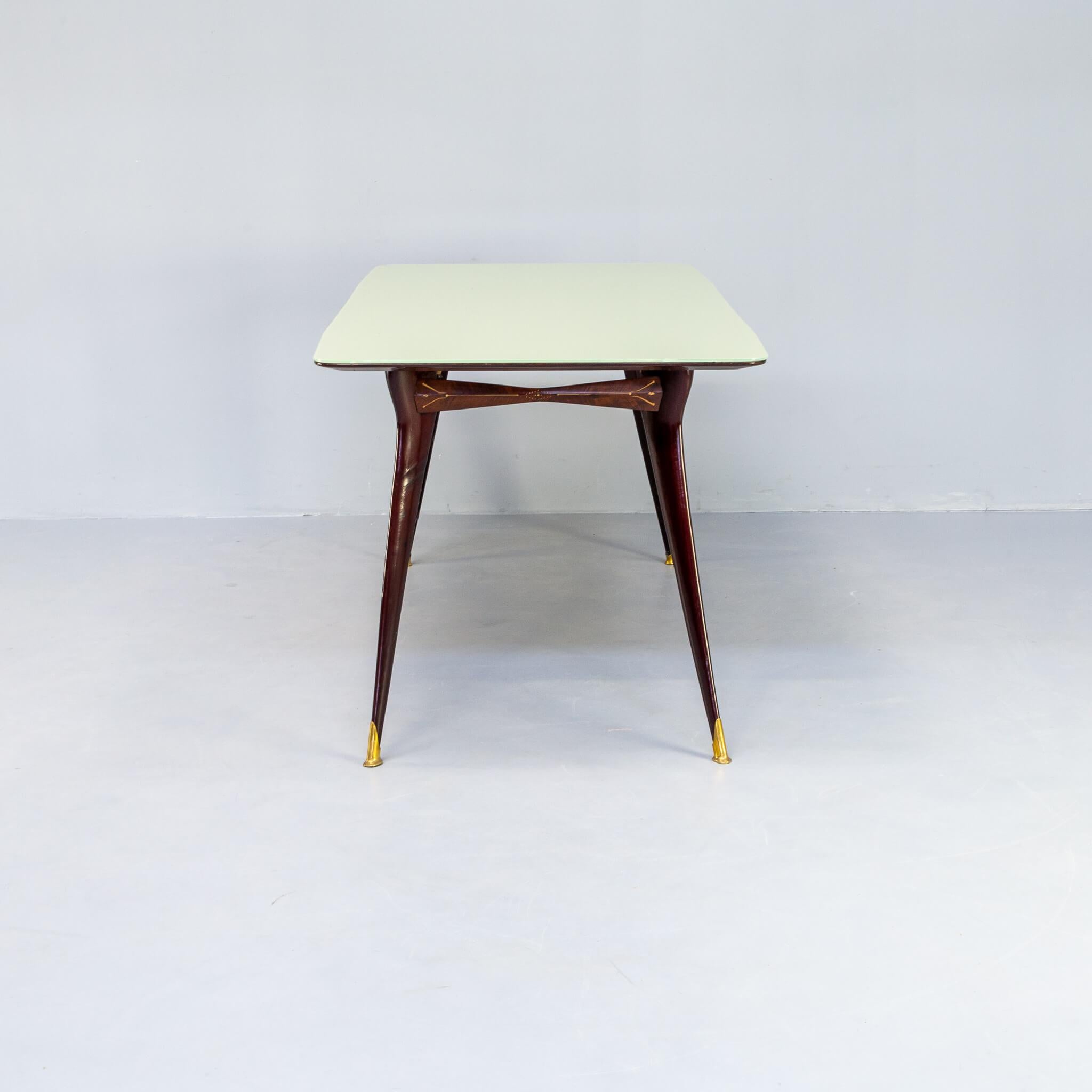 Italian Dining Table with Colored Glass Table Top Attr Gio Ponti at ...