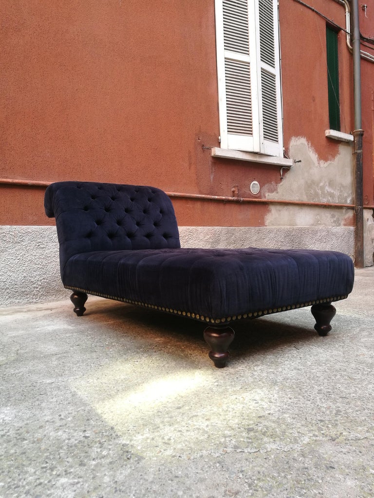 Italian antique style blue velvet and wood dormeuse, 1980s For Sale at ...