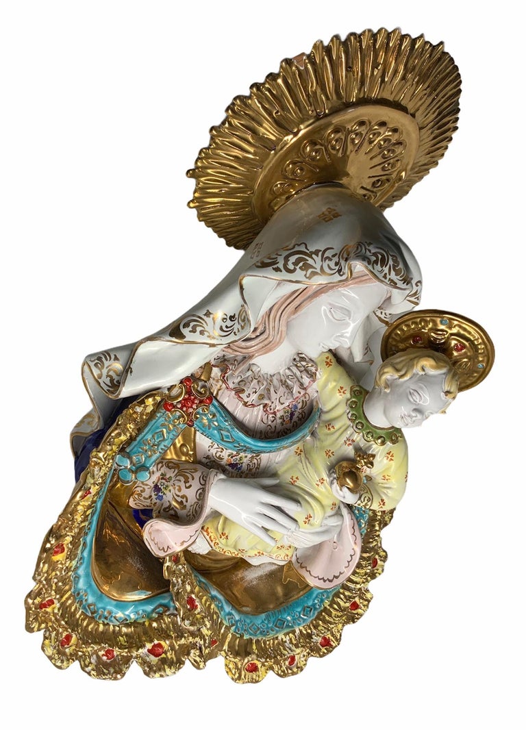Italian E. Pattarino Large Madonna and Baby Jesus Terra-cotta Wall ...