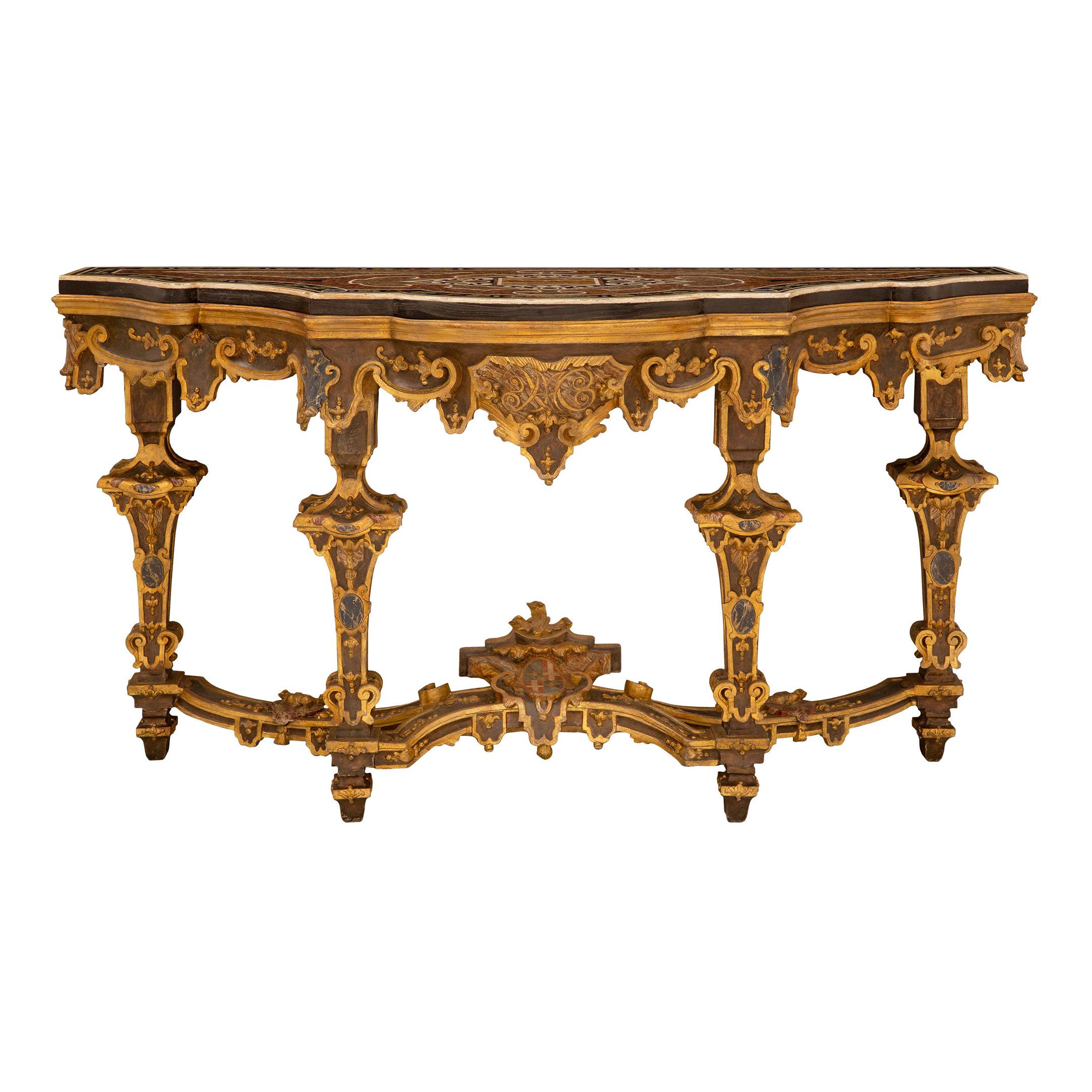 18th Century Louis XIV Large Giltwood Console Table For Sale at 1stDibs