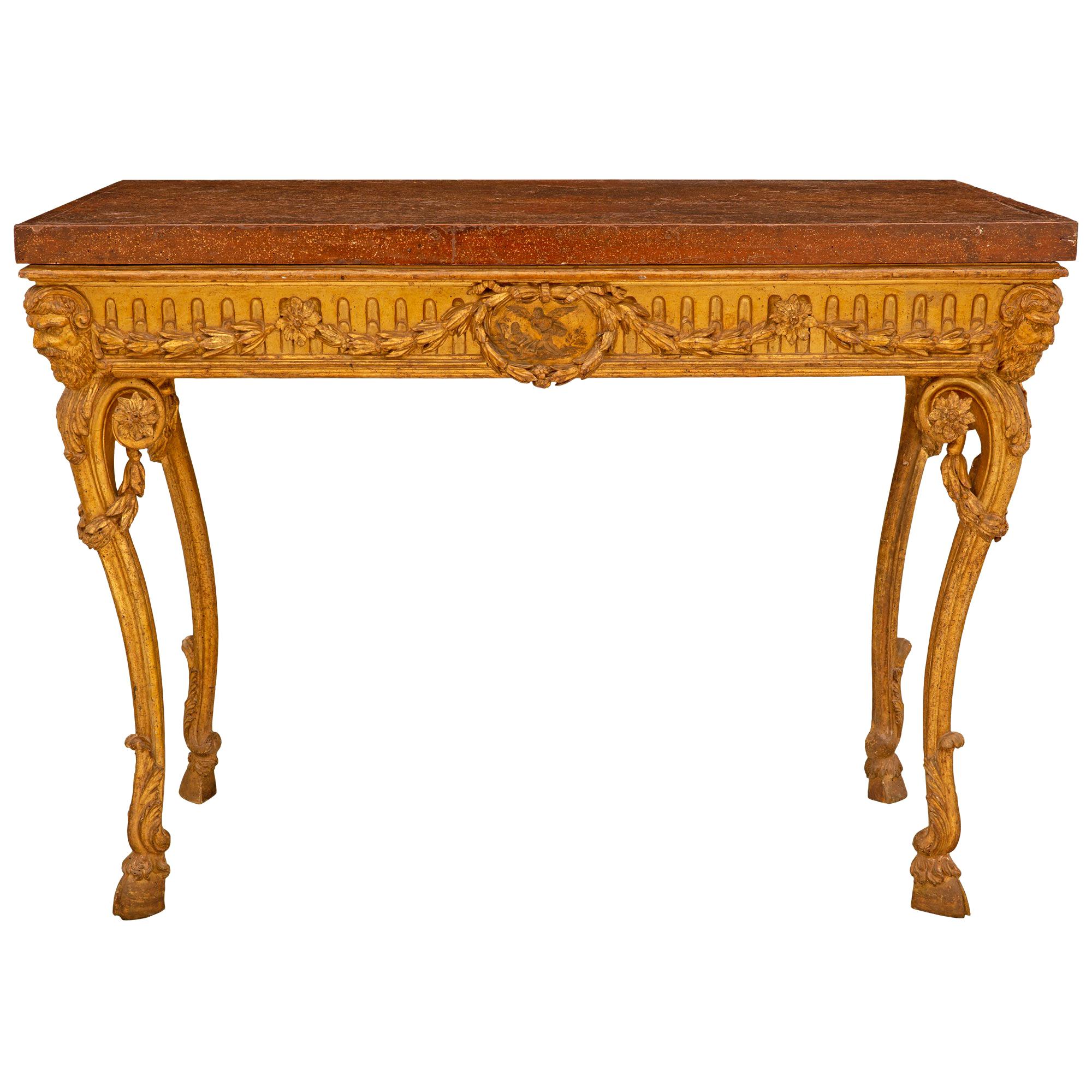 18th Century Louis XIV Large Giltwood Console Table For Sale at 1stDibs