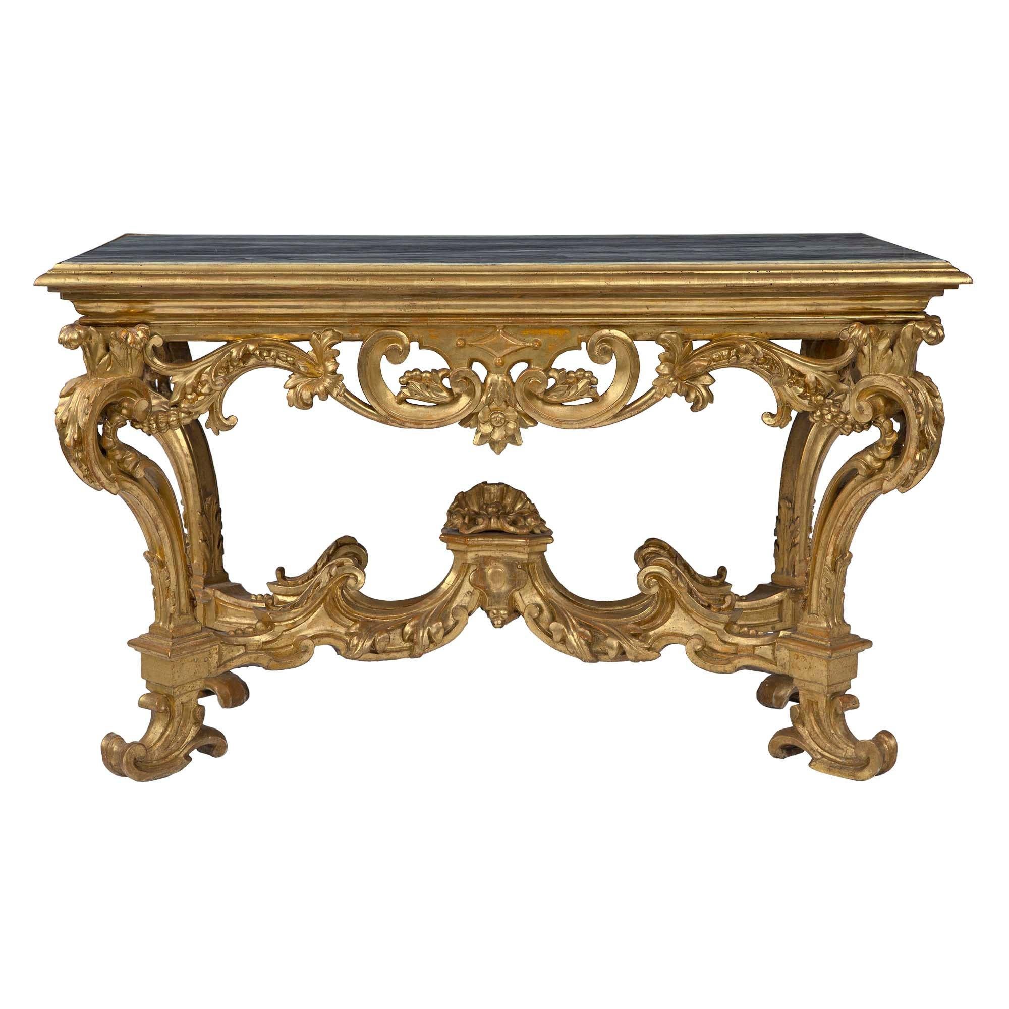 18th Century Louis XIV Large Giltwood Console Table For Sale at 1stDibs