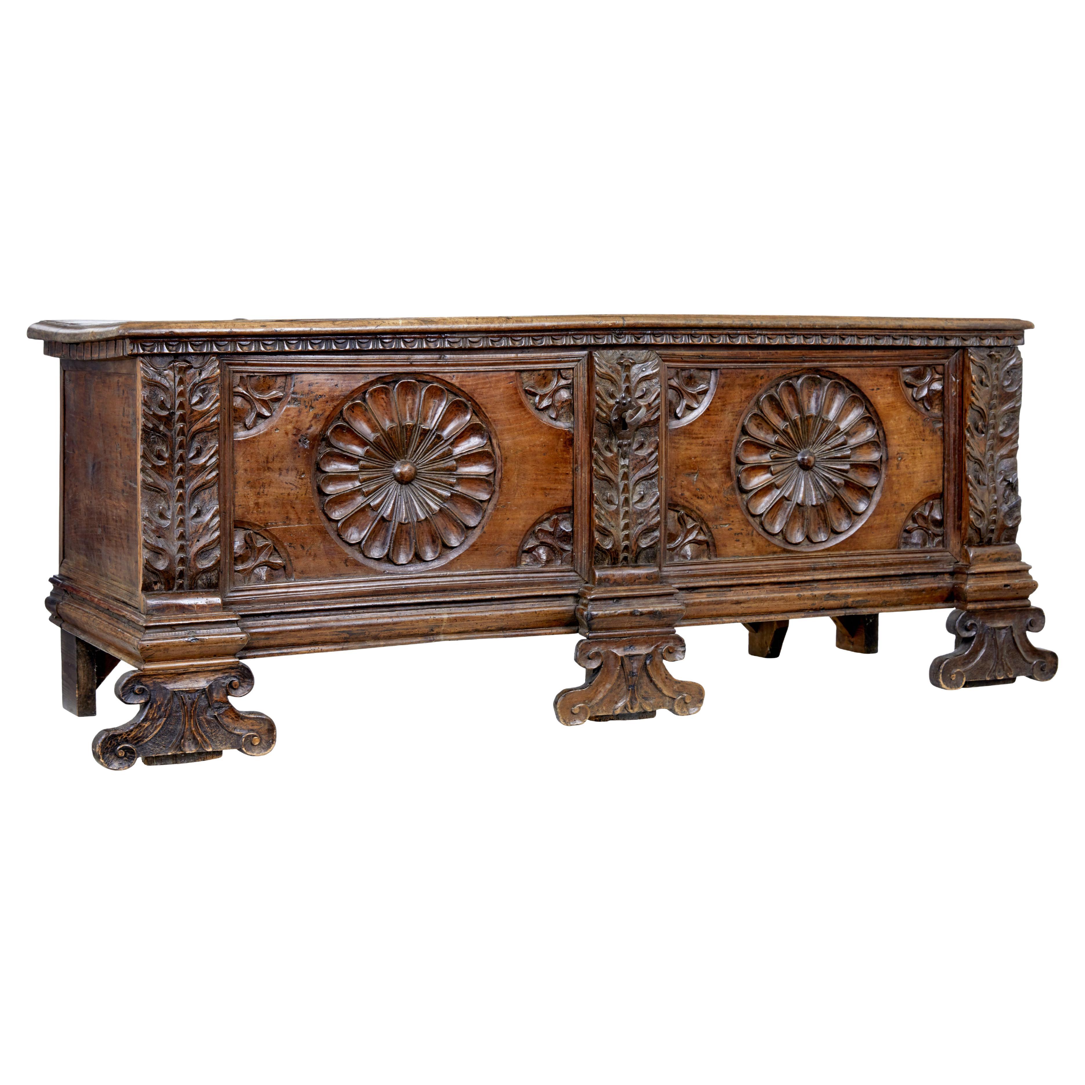 Italian 19th Century Baroque Style Carved Walnut Figural Cassone Chest ...