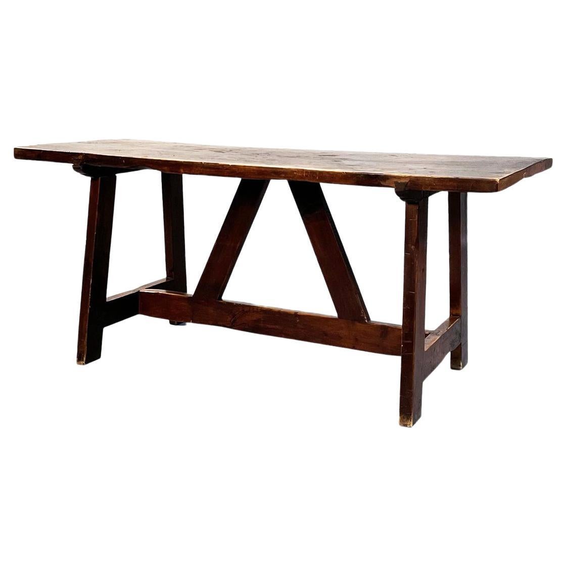 Italian Early 20th Century Solid Wood Monk's Table, Early 1900s at 1stDibs