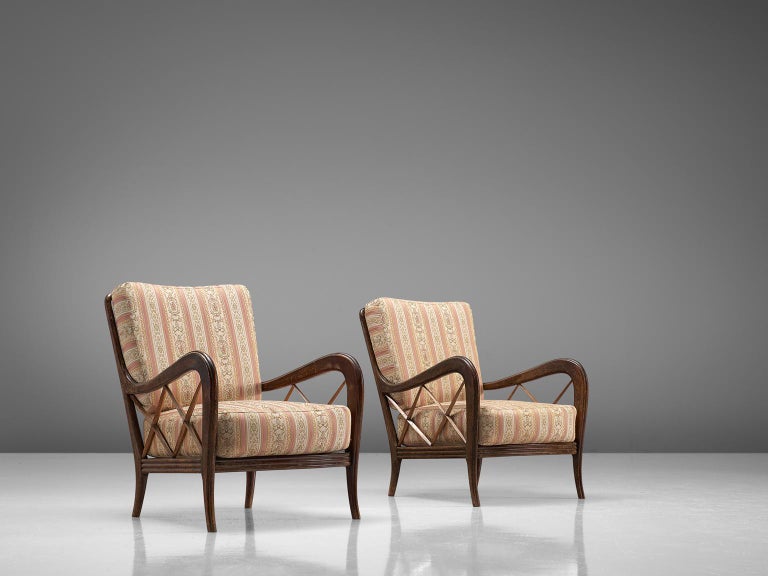Italian Easy Chairs with Classic Upholstery, circa 1960 For Sale at 1stDibs