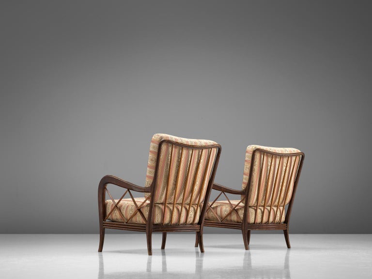 Italian Easy Chairs with Classic Upholstery, circa 1960 For Sale at 1stDibs
