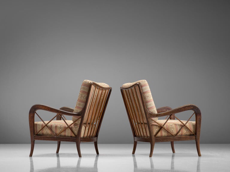 Italian Easy Chairs with Classic Upholstery, circa 1960 For Sale at 1stDibs