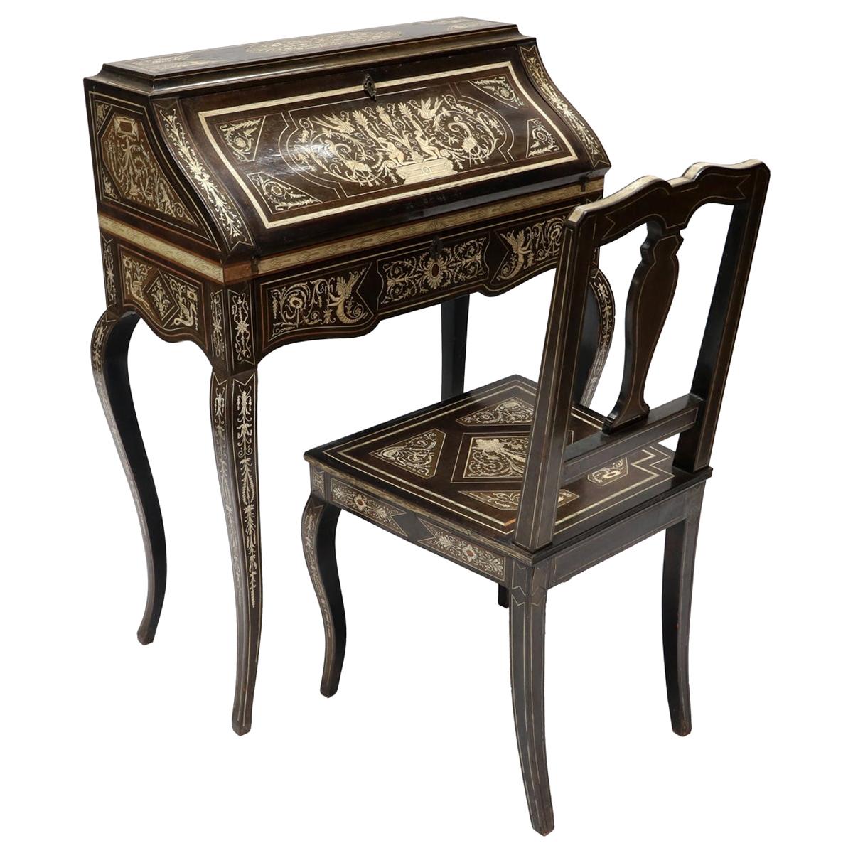 Bone Inlaid Desk at 1stDibs